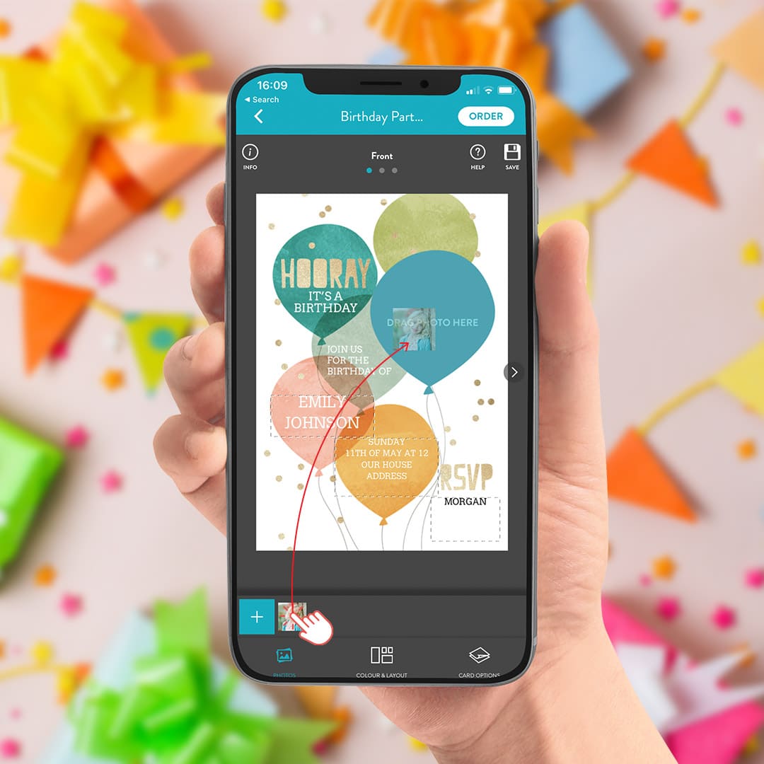 Personalise your party invitations on the app | Snapfish UK